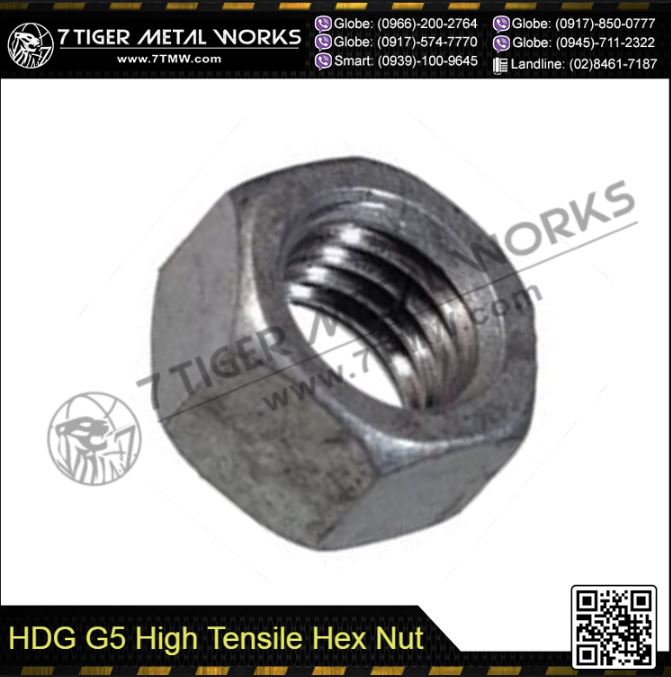 Hot Dipped Galvanized G5 High Tensile Hex Nut - Bolt and Nut Supplier Philippines