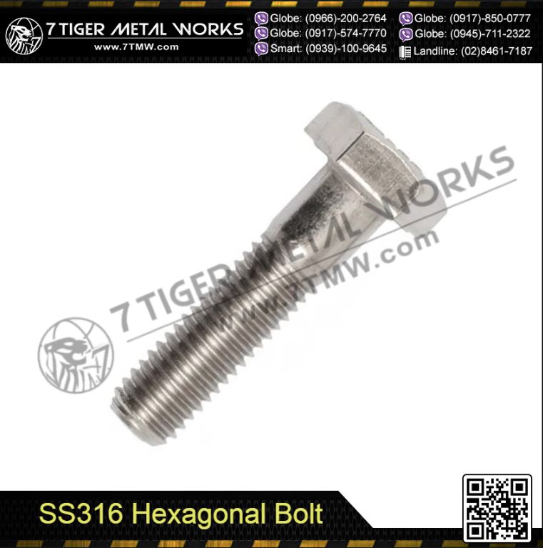 SS316 Hexagonal Bolt - Bolt and Nut Supplier Philippines