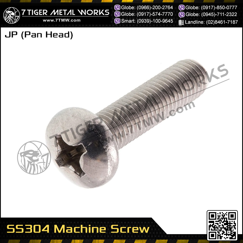 SS304 Machine Screw Pan Head (JP Bolt) - Bolt and Nut Supplier Philippines